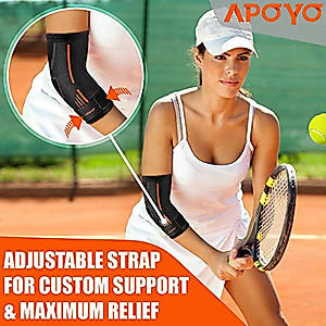 APOYO Elbow Brace for Tendonitis and Tennis Elbow, Compression Sleeve for Arthritis, Workouts, Reduce Joint Pain During Fitness Activity (Large)