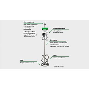 CS Unitec RG 120 H 4.5" Low-Viscosity Mixing Paddle, Hex Shank