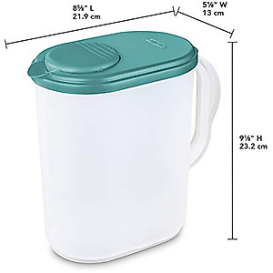 Tribello Pitcher with Lid 1 Gallon, Slim Clear Plastic Water Pitcher with Pivot-top Spout Lids, Iced Tea Pitcher for Fridge, Freezer/Dishwasher Safe, and BPA/Phthalate Free - Made in USA