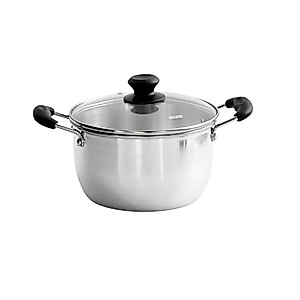 Imusa Aluminum USA Pot with Glass Lid and Bakelite Handle 4-Quart