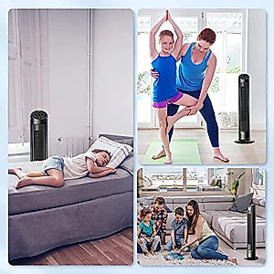 Tower Fan, 40“ Oscillating Tower Fan with Remote Control, Electric Quiet Cooling Bladeless Fan 3 Wind Modes & Speeds, 7.5H Timer, Standing Floor Fan Portable for Home Bedroom Office, Black, Windy