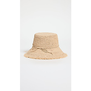 Hat Attack Women's Packable Raffia Bucket Hat, Natural, Tan, One Size