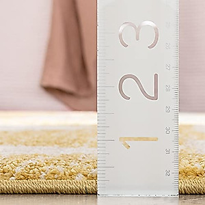 Well Woven Tango Yellow Geometric Triangle Pattern Stain-Resistant Area Rug (6'7" x 9'3")