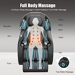 Real Relax Massage Chair, Full Body Zero Gravity SL-Track Shiatsu Massage Recliner Chair, Favor-06 Black