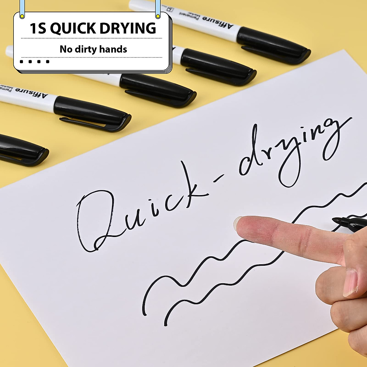 Permanent markers, 100 packs permanent markers bulk, quick drying in one second, waterproof, smooth, not easy to erase, durable, can be marked on glass, tiles and cloth, office supplies