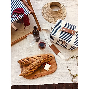 Business & Pleasure Co. Premium Cooler Bag - Cute Vintage Lunch Bag - Perfect for Beach Days & Picnics - Keeps Food Fresh & Drinks Cold - Insulated Leakproof Lining, 14L - Lauren's Navy Stripe