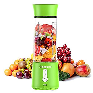 Portable Blender, Personal Size Eletric USB Juicer Cup, Fruit, Smoothie, Baby Food Mixing Machine with Updated 6 Blades,Magnetic Secure Switch for Superb Mixing 500ml (Green)