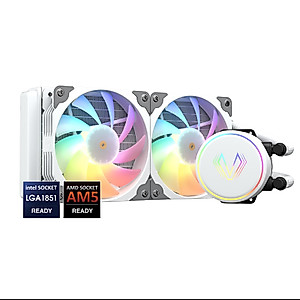 Vetroo V240 White Liquid CPU Cooler 240mm Addressable RGB Pump & PWM Fans 250W TDP AIO Water Cooling w/Controller Hub for Intel LGA 1851/1700/1200/115X AMD AM5/AM4 for Gaming Console