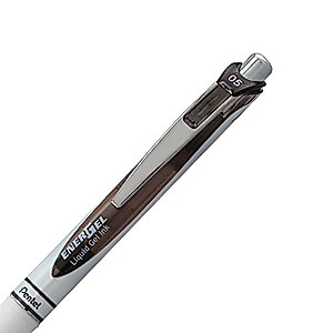 Pentel EnerGel Pearl RTX Gel Pen, (0.5mm), Fine Line, Needle Tip, Black Ink, Box of 12 (BLN75PW-A)