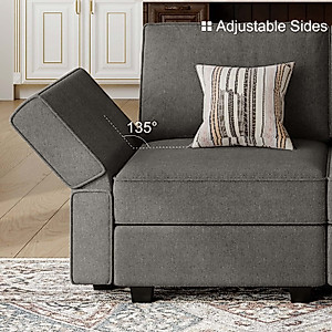 Belffin Fabric Modular Sectional Sofa Armrest Backrest Module Couch Side Sectional Part Armrest/Backrest Grey