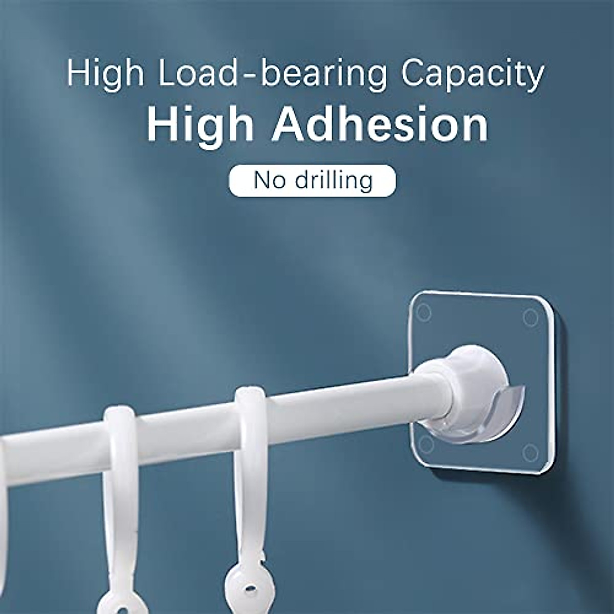 8 Pack Curtain Rod Holders No Drilling, Adhesive Shower Rod Holder for Bathroom, Clear Tension Rod Holder for Windows, Wall (Clear)