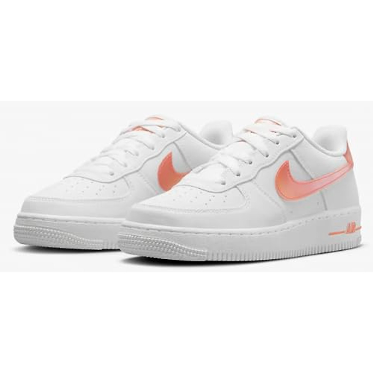 Nike Big Kid's Air Force 1, White/Safety Orange, 6 Big Kid
