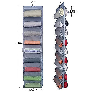 BOUTQ Hanging Closet Organizer Double Sided Underwear Bras Socks Storage 18 Mesh Pockets,Grey