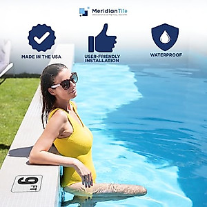 Aquatic Custom Tile, 9FT Pool Depth Markers, 6 X 6 Inches w/ 4" Font Vinyl Pool Stickers, Swimming Pool Number Markers, Pool Safety Signage, Adhesive Pool Depth Markers Stickers for Decks, Made in USA