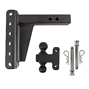 BulletProof Hitches 2.0" Adjustable Extreme Duty (30,000lb Rating) 6" Drop/Rise Trailer Hitch with 2" and 2 5/16" Dual Ball (Black Textured Powder Coat, Solid Steel)