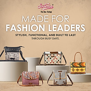 SIXTEASE Crossbody Bag for Women Vintage Style Genuine Leather, Upcycled Canvas, Rug, or Hair On - Cross Body Womens Bags with Inside Zipper Pockets - Ceilo