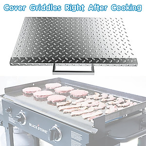 PARTAKER Griddle Hard Cover Lid for 28-Inch Blackstone 2-Burner Flat Top Grill Cooking System, Diamond Plate Stainless Steel Blackstone Griddle Accessory