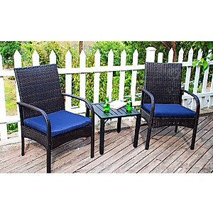 SAILARY Wicker Patio Dining Chairs with Padded Cushions, Outdoor Rattan Chairs with Armrest Support 350 lb Set of 6