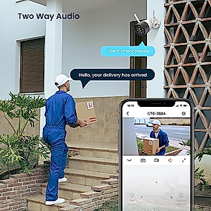 Tenda CT6 2K WiFi Cameras for Home Security Outside - Full-Color Night Vision with 2 Spotlights, Dual Antennas, AI Motion Detection, 2-Way Audio, IP66, H.265, Plug-in Outdoor Security Cameras