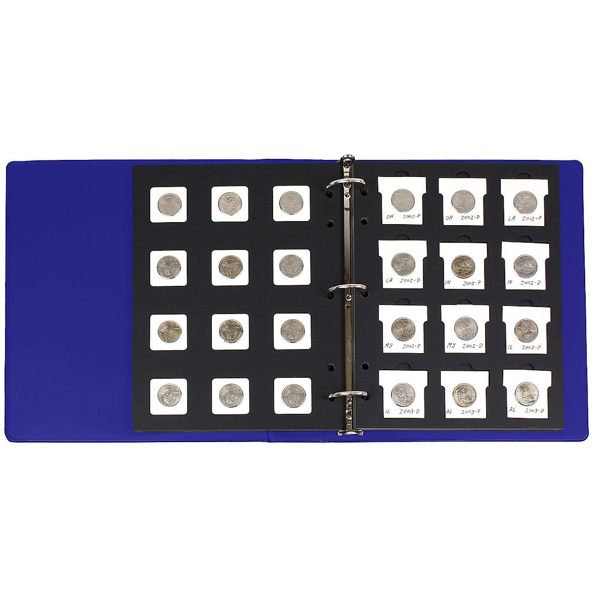 BCW 2x2 Slotted Paper Page for 3-Ring Binder | Black | Holds 12 Coin Flips | Fits Standard 8.5x11 Binders | Ideal for Coin Collection Storage | Paper and Coin Holders | 10 Ct