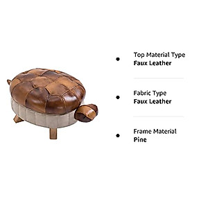 Kelendle Animal Footstool Turtle Upholstered Ottoman PU Leather Pouf Wood Foot Stool Rest for Living Room Bedroom Sofa Bench Seat Chair, Grass (Large, Brown)