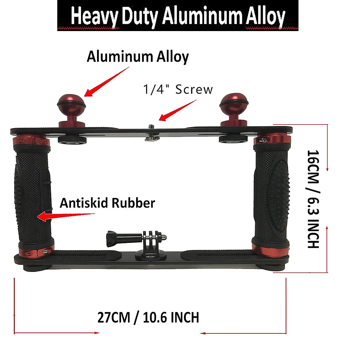 Aluminium Alloy Underwater Lights Dive Light Video Light Stabilizer Tray Handheld Handle Stabilizer Support Bracket Camera Mount for Action Camera and Any Other Camera with 1/4 inch Screw Hole