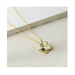 Hundred River Friendship Anchor Compass Necklace Good Luck Elephant Pendant Chain Necklace with Message Card (gold butterfly)