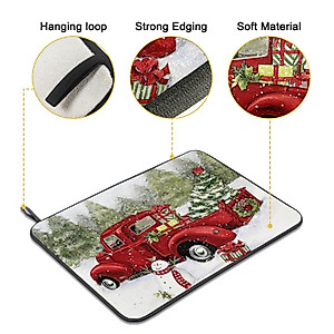 C.IOPMNU Christmas Red Truck Dish Drying Mat - 18" x 24" Microfiber Dish Mat Absorbent Drying Pad Heat-resistant Dish Drainer Mats for Kitchen Countertop