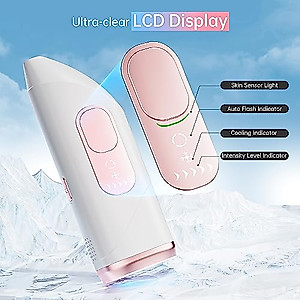 Laser Hair Removal Device with Cooling Function for Women and Men, At-Home Permanent IPL Hair Removal with Latest Dual ICE Technology, Unlimited Flash for facial Legs Arms Whole Body Use