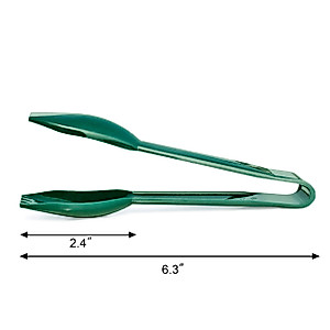 New Star Foodservice 35599 Utility Tong, High Heat Plastic, Straight Edge, 6 Inch, Set of 12, Green
