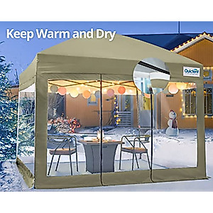Quictent Clear Tent 10'x10' Ez Pop up Canopy with Sidewalls Instant Outddoor Gazebo Shelter Waterproof (Khaki)