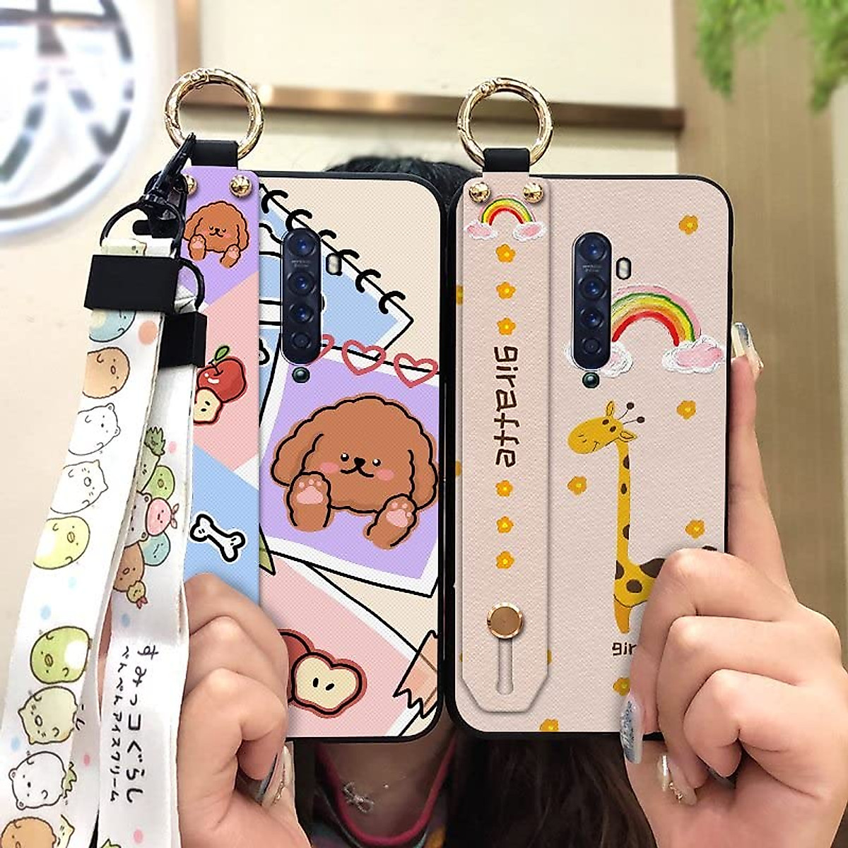 Soft Ring Lulumi Phone Case for Oppo Reno2, Original Durable Phone Holder Wristband for Girls Fashion Design Wrist Strap Dirt-Resistant Soft Case Anti-dust Back Cover Kickstand, #4