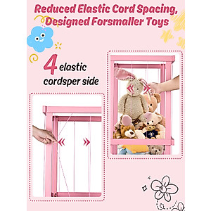 Feidyns Zoo Stuffed Animal Storage Wood, Extra Large Stuffed Animal Toy Zoo Storage Stuffed Animal Zoo Storage Holder Standing with Nets for Nursery Play Room Bedroom, Pink