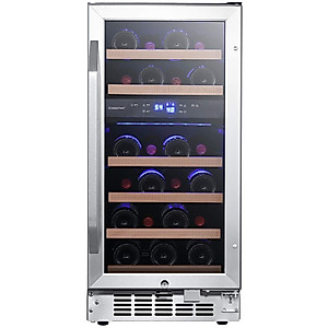 EdgeStar CWR263DZ 15 Inch Wide 23 Bottle Built-In Wine Cooler with Dual Cooling Zones