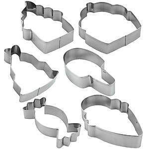 Summer Ice Cream Series Cookie Cutters Set of 6 pcs, Stainless Steel Fondant Cutter Molds Baking DIY