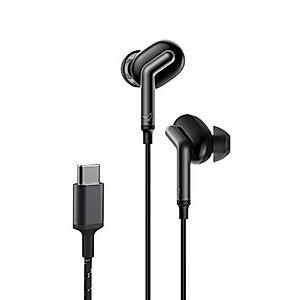 Libratone USB-C in-Ear 4 Level Adjustable Active Noise Cancelling Headphones, Wired Earbuds with Built-in Dual Mics, Design for Google Devices Only, Google Assistant Voice Control(Stormy Black)