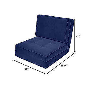Urban Shop Ultra Suede Convertible Flip Chair, Blue 28.5D x 26W x 24H in