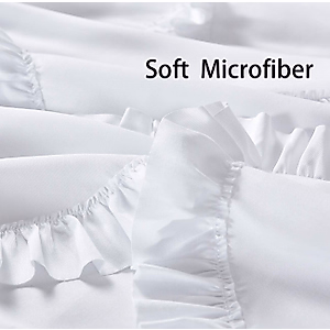 DOSLY IDÉES White Ruffle Fabric Shower Curtain for Bathroom,Mermaid Pattern,Farmhouse,Country Rustic,Cute,Washable and Waterproof,72x84 Inch Long