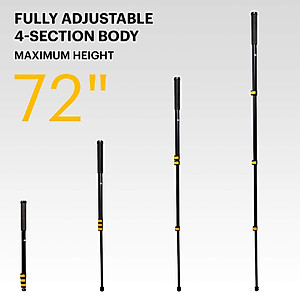 KODAK PhotoGear 72” Portable Monopod | 21”-72” Lightweight Aluminum Monopod | 4-Section Flip Lock Adjustment, Smartphone Adapter, Rubber Foot with Retractable Spike, Wrist Strap & Bonus E-Guide & Case