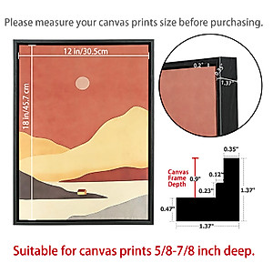LTYHHK Floating Frame for 12x18 Inch Canvas Prints, 5/8-7/8” Deep Floater Frames for Canvas Paintings, Floating frame for Oil Prints, Diamond Painting,Paint by Numbers (LB1218)