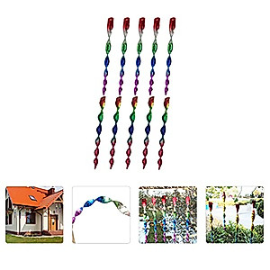 YARDWE 10pcs Bird Rods Gradient Colored Wind Hanging Reflective Scare Spiral Rods Keep Birds Away from Garden House Farm