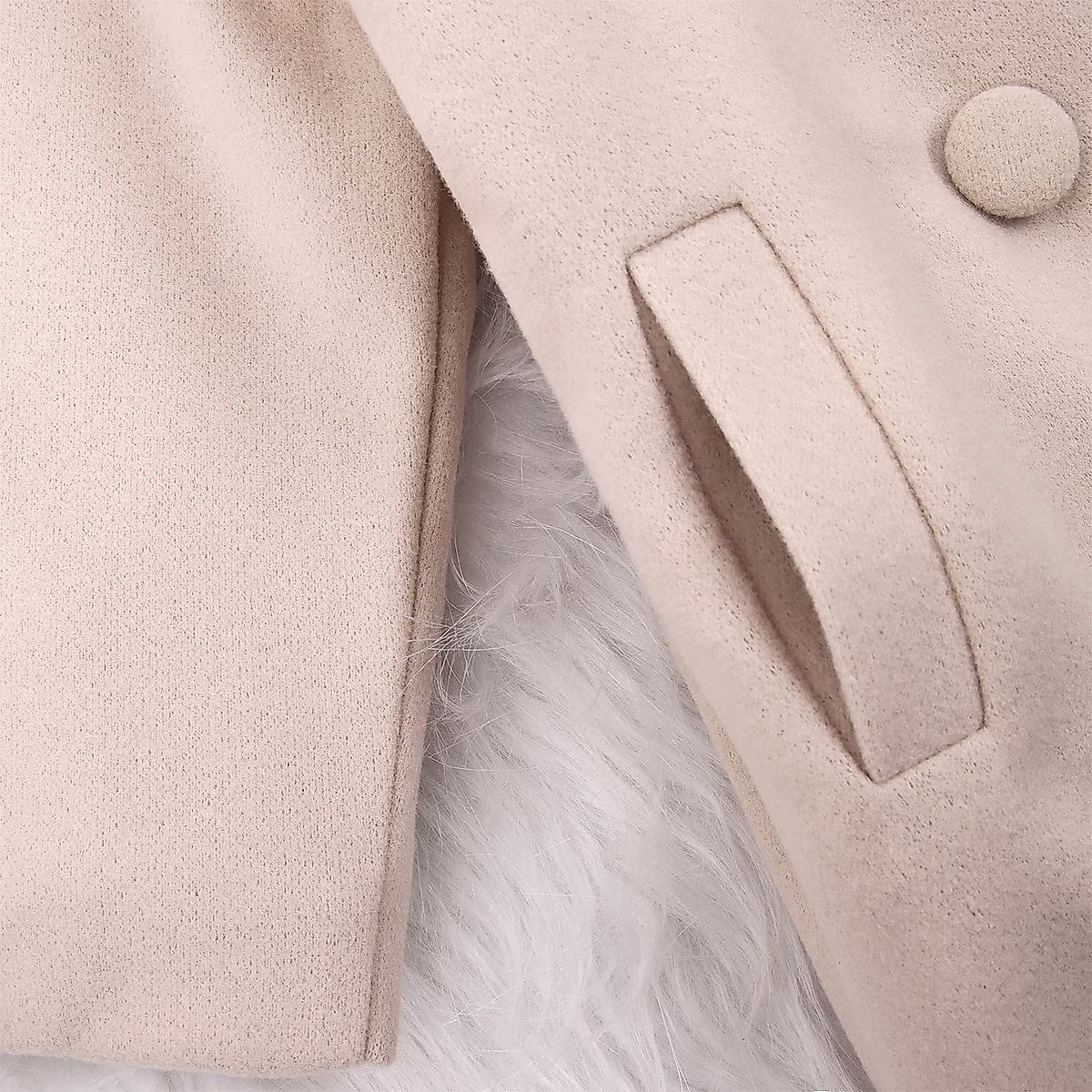 CM C&M WODRO Girls Dress Coat Kids Winter Warm Jacket Long Sleeve Button Trench Coat Pocket Long Peacoat Outerwear 2-7 Years (Beige, 6-7 Years)