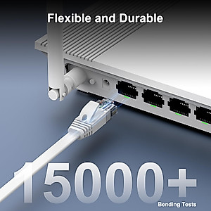 Cat 6 Ethernet Cable 1ft (6 Pack) (at a Cat5e Price but Higher Bandwidth) Flat Internet Network Cable - Cat6 Ethernet Patch Cable Short - White Cat6 Computer Cable with Snagless RJ45 Connectors