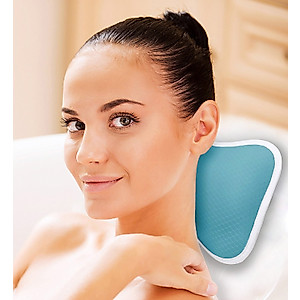 Comfortable Bath Pillow with Suction Cups, Supports Neck and Shoulders Home Spa Pillows for Bathtub, Hot Tub, Bathtub Head Rest Pillow Relax & Comfy - Blue