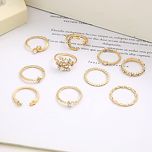 FUTIMELY Boho Retro Stackable Rings Sets for Teens Girls Women Rhinestone Knuckle Joint Finger Kunckle Nail Ring Sets (B)