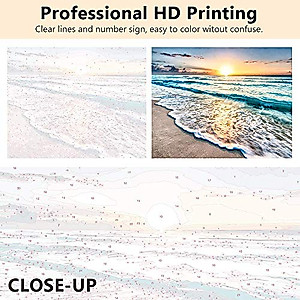 TUMOVO Paint by Numbers for Adults, Beach Paint by Numbers for Kids Ages 4-8 Seaside Landscape DIY Canvas Painting Kit 16 x 20 inches Oil Painting Paint by Number Kit Kids Educational Toys(Frameless)