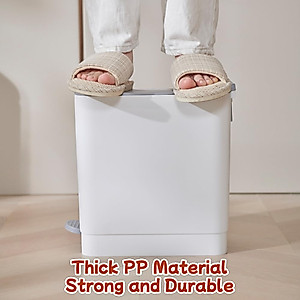 WanWanKa Trash Can with Lid, 2.6 Gallon Commercial Trash Can, Plastic Waste Bin with Press top Lid, Pedal Trash can,White Garbage Can Suitable for Kitchen, Bathroom, Bedroom, Living Room, Office(ASEN)