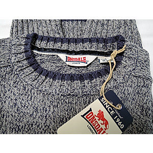 Lonsdale Men´s Regular-Fit Knitted Sweater Pullover Grey with Blue (XX-Large (2XL))