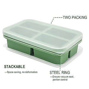 Bongpuda Soup Freezer Containers, Silicone Freezer Trays With Lid,Easy-Release,Reusable Freezer Storage Containers,For Freezing and Storing Broths,Sauces and Leftovers-2 Pack