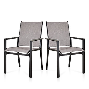 MEOOEM Patio Dining Chairs Set of 2, Outdoor Patio Chair Textilene Metal Chairs Weather Resistant Modern Furniture for Garden Backyard
